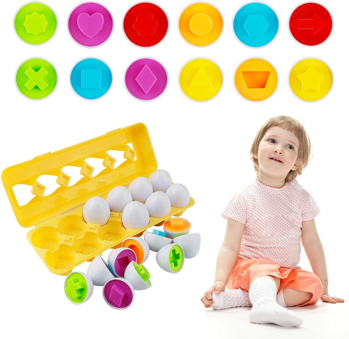 Seamuing Toddler Eggs Set Toys for 1-6 Year-Old Girls Boys, Matching ...