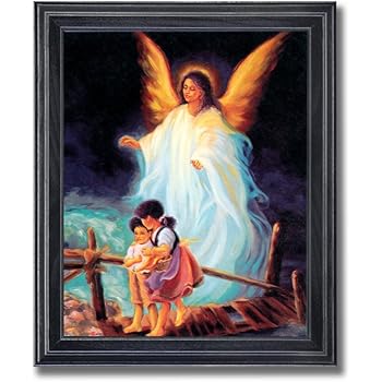 Amazon.com: Guardian Angel Crossing Bridge with Children CANVAS PRINT ...