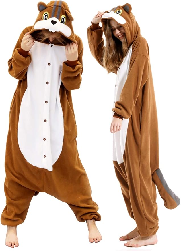 Adult Squirrel Pajamas Onesies Cosplay Animal Homewear Halloween ...