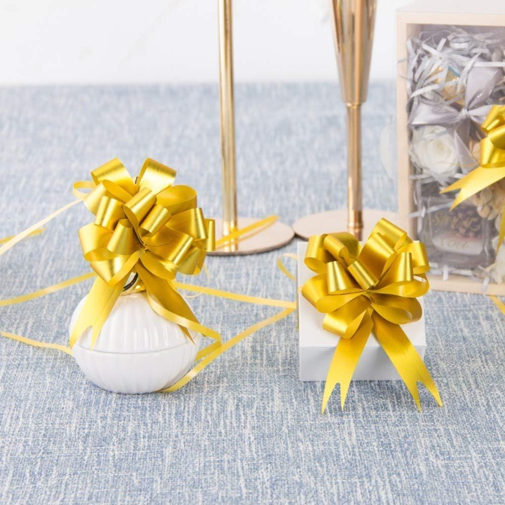 YapitHome 30 Pieces Golden Large Ribbon Pull Bows Large Christmas Pull ...