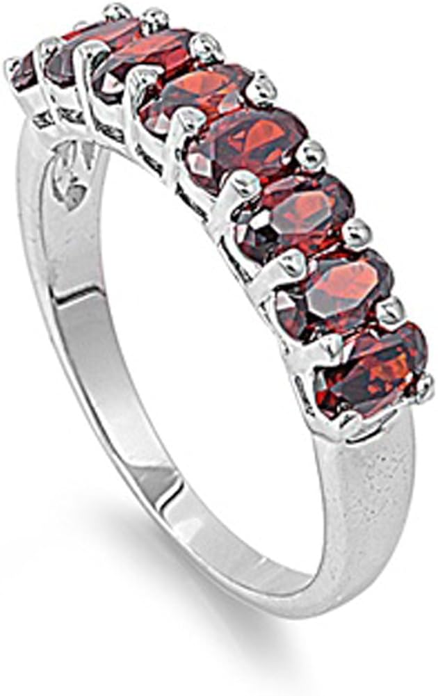 Amazon.com: Women's Simulated Ruby Ring Gorgeous Polished Band New ...