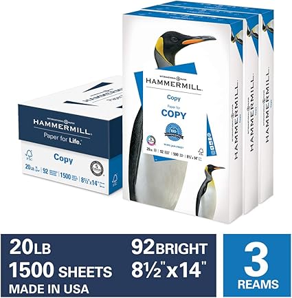 Hammermill Paper, Copy Paper Poly Wrap, 8.5x14 Paper, Legal Size, 20lb ...