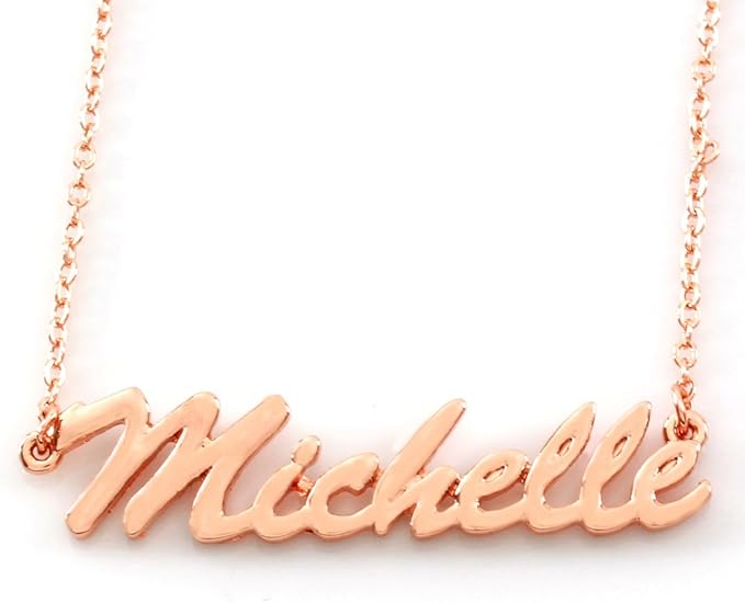 Amazon.com: Michelle Name Necklace Danish 18K Rose Gold Plated ...