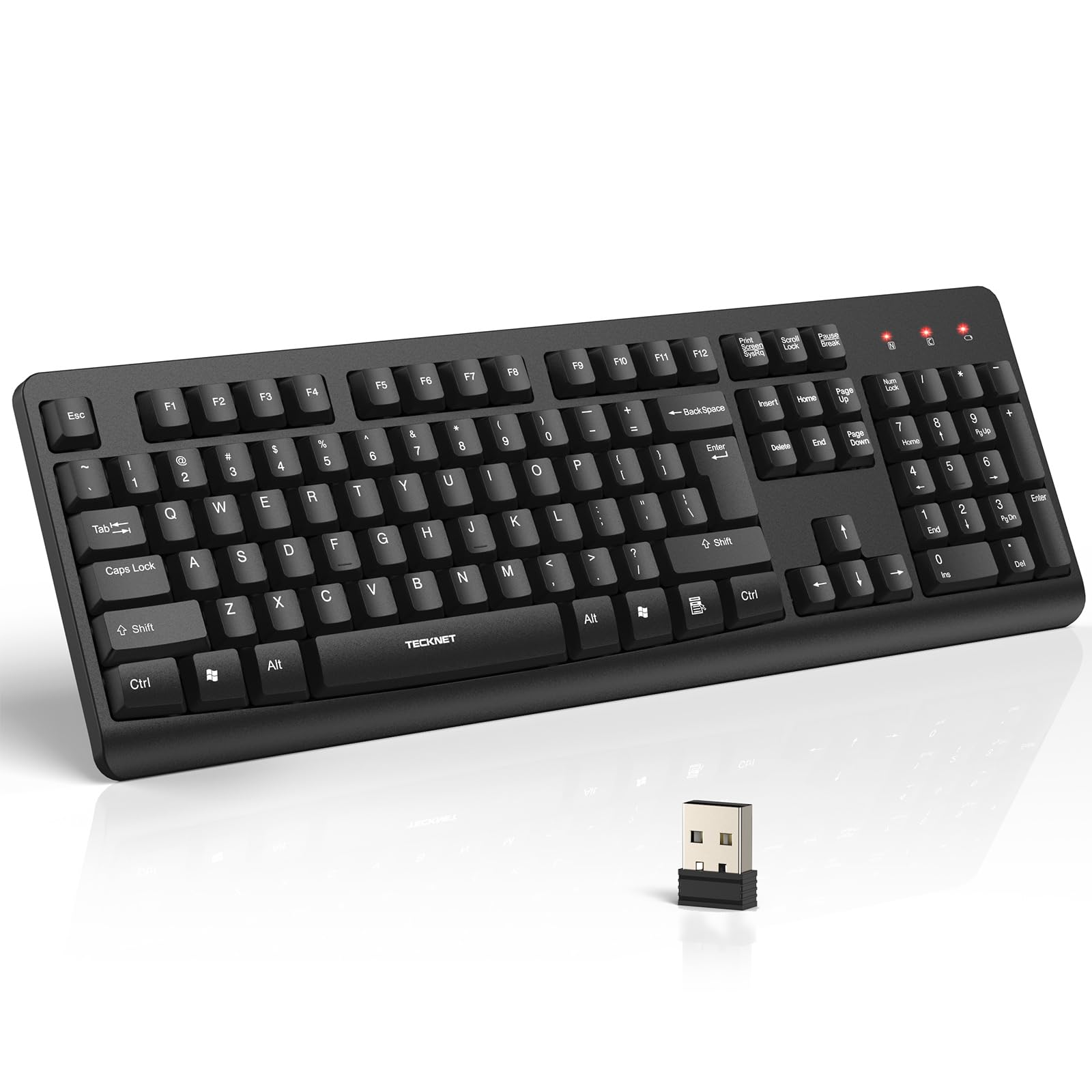 TECKNET Wireless Keyboard, 2.4G Silent Full-Size USB Keyboard with ...