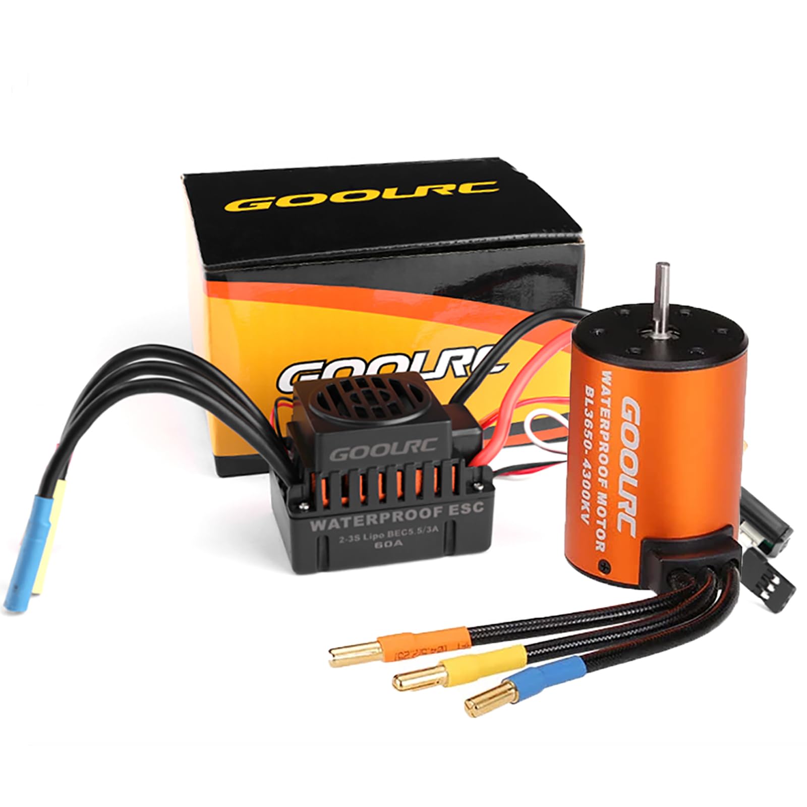 GoolRC Brushless Motor and ESC, Waterproof 3650 Brushless Motor and ESC Combo, 4300KV Brushless ...