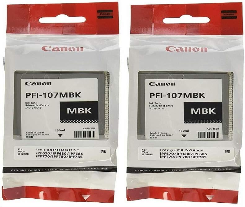 Canon PFI-107MBK Ink Cartridge Matte Black - 2 Packs in Retail Packing: Buy Online at Best Price ...