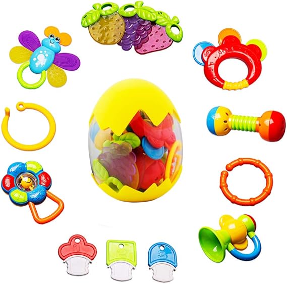 Baby Rattles Teether Toy - sunwuking 13 Pieces Newborn Infant Shaking ...
