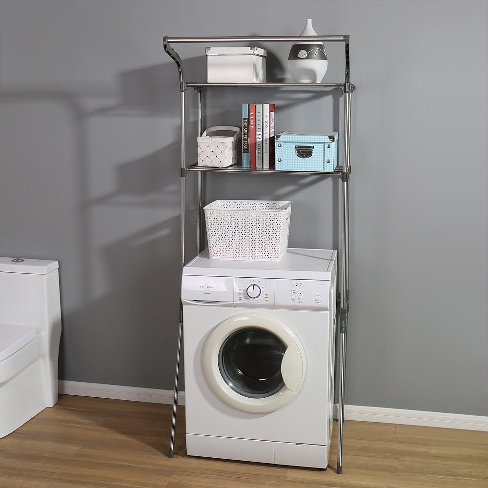 BAOYOUNI 2-Tier Over the Toilet Storage Rack Shelf Above Washing ...