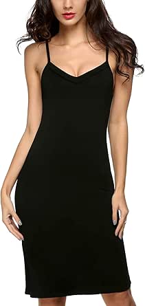 Avidlove Women Full Slips Cotton Blend V Neck Straight Dress Nightwear ...