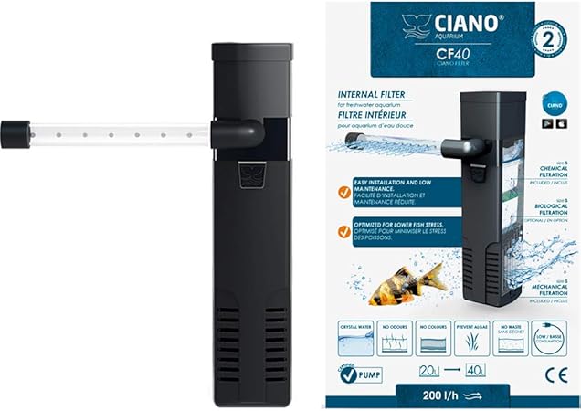 Ciano CF40 Aquarium Internal Filter - Flow of 200L/h. Suitable for ...