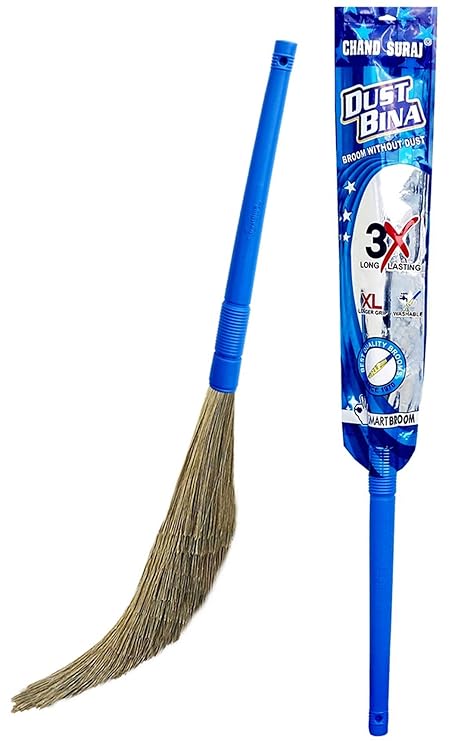 CHAND SURAJ® DustBina® -XL 100 cm Plastic Broom Stick for Home Cleaning ...
