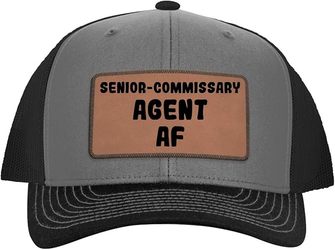 Senior-Commissary Agent AF - Leather Dark Brown Patch Engraved Trucker ...