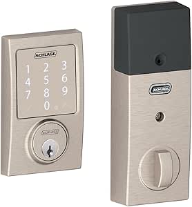 SCHLAGE Sense Smart Deadbolt with Century Trim in Satin Nickel (BE479 ...