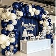 Amazon.com: Navy Blue White Balloon Garland Double Stuffed Dark Blue White Sand Pearl Balloon ...