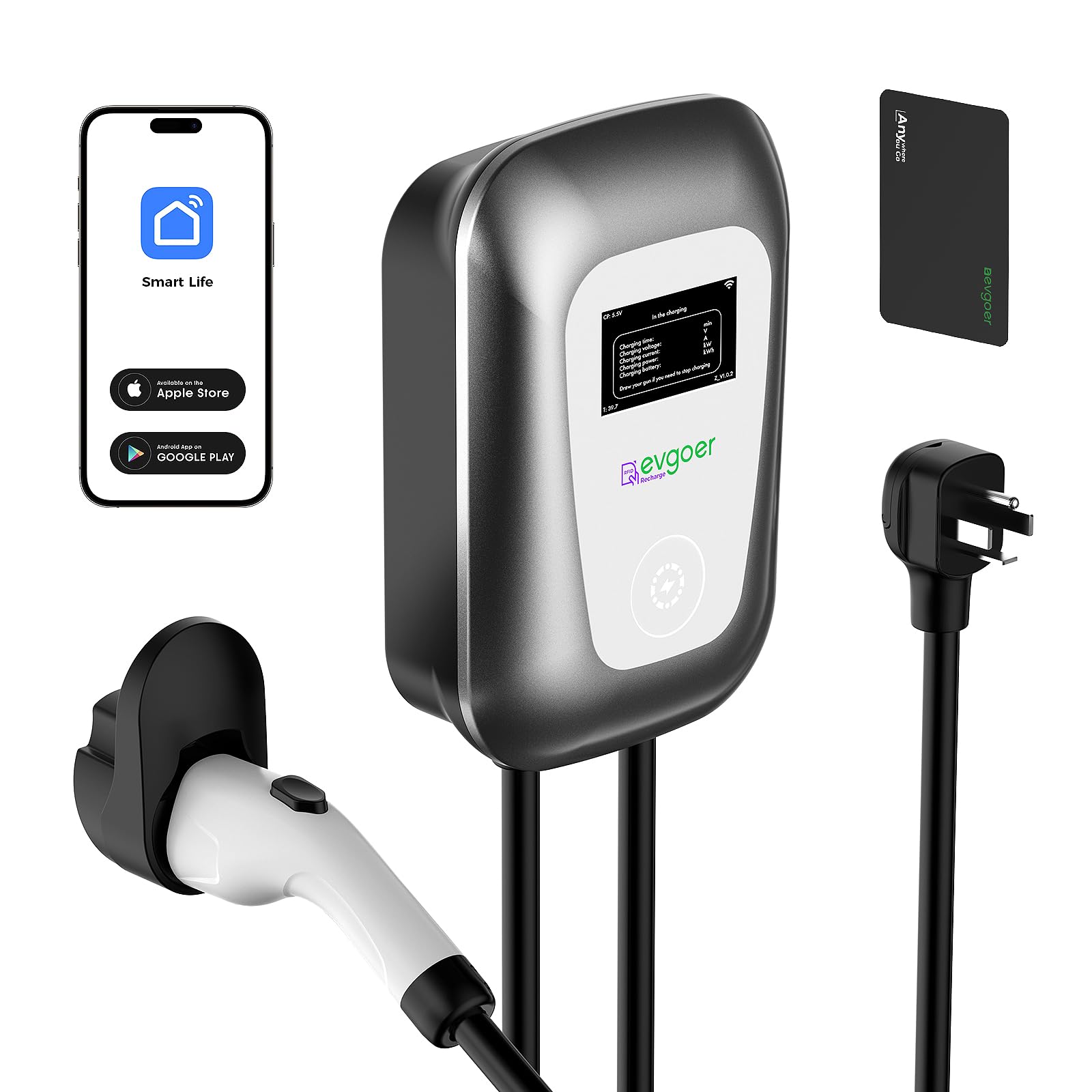 Level 2 EV Charger, 240V 48Amps, Electric Vehicle Charging Station with ...