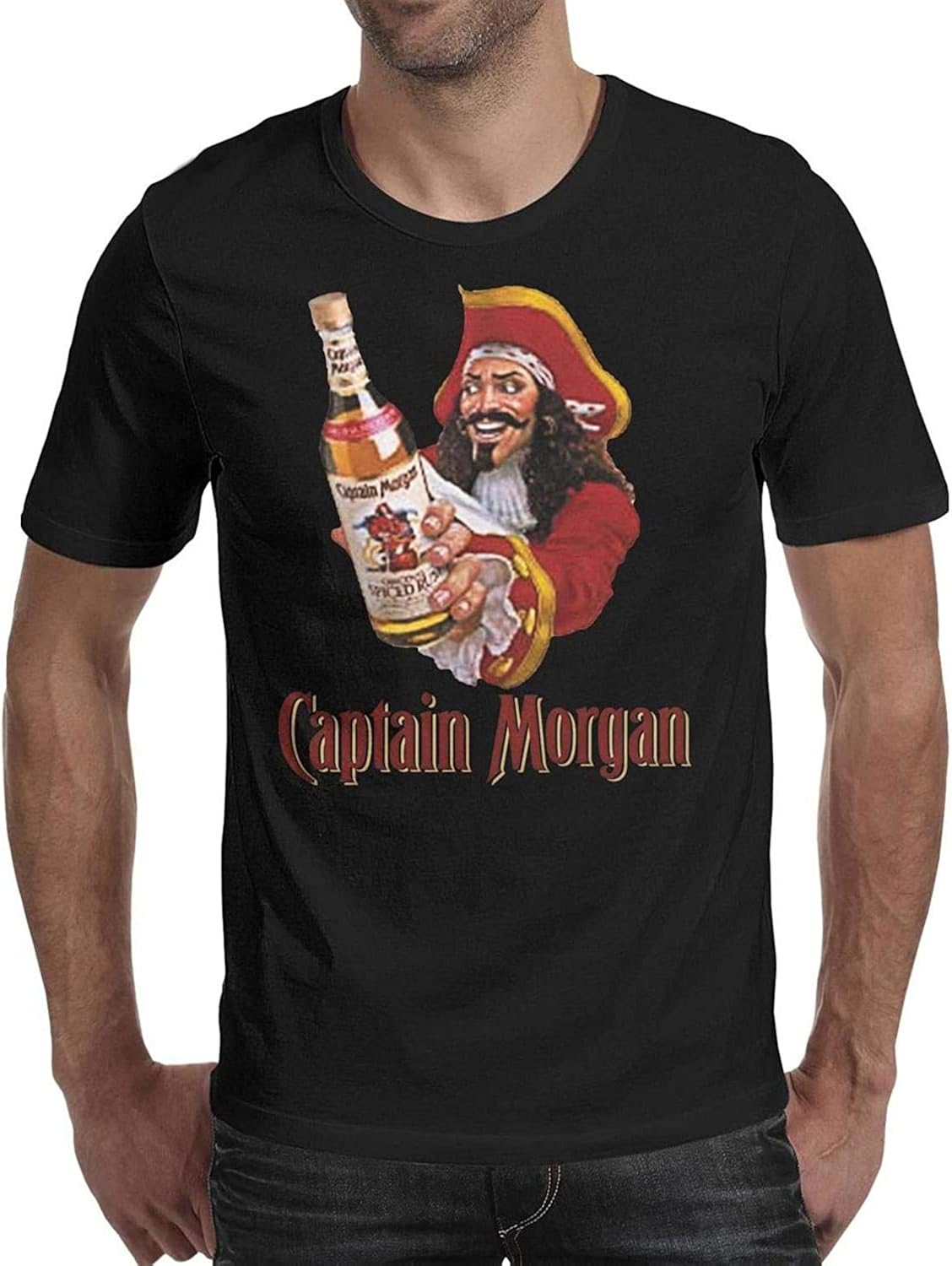 Huzkc Captain-Morgan-Logo T-Shirt Cotton Summer Man Tee Elasticity ...