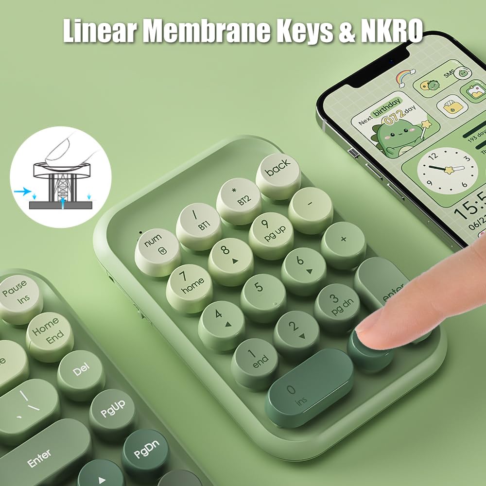 Mua TISHLED Typewriter Style Number Keypad Wireless 2.4G/Bluetooth/USB-C Wired Rechargeable ...