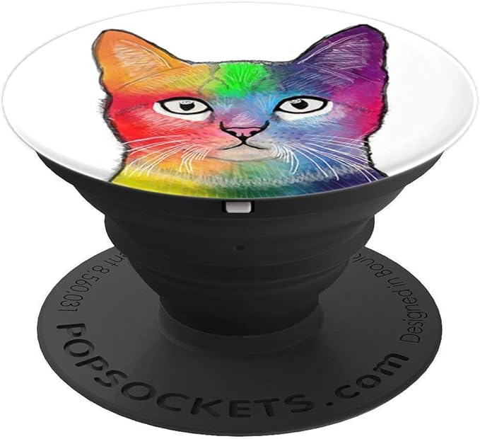 Amazon.com: Watercolor Colorful Cat Print Pop Kitty Socket Mount Print PopSockets Grip and Stand ...
