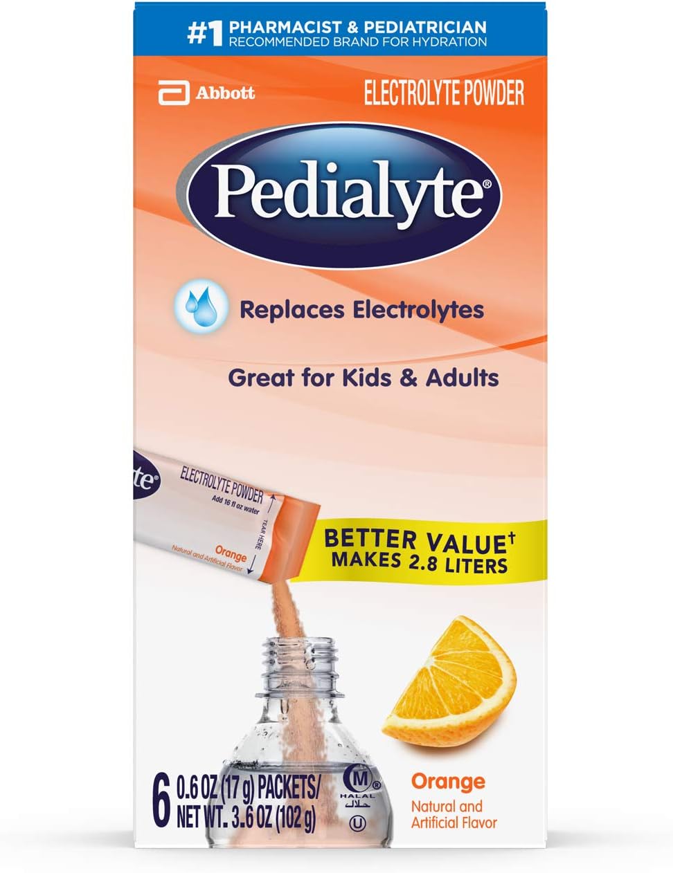 Pedialyte Large Powder Packs, Orange, 6 Count: Amazon.co.uk: Baby
