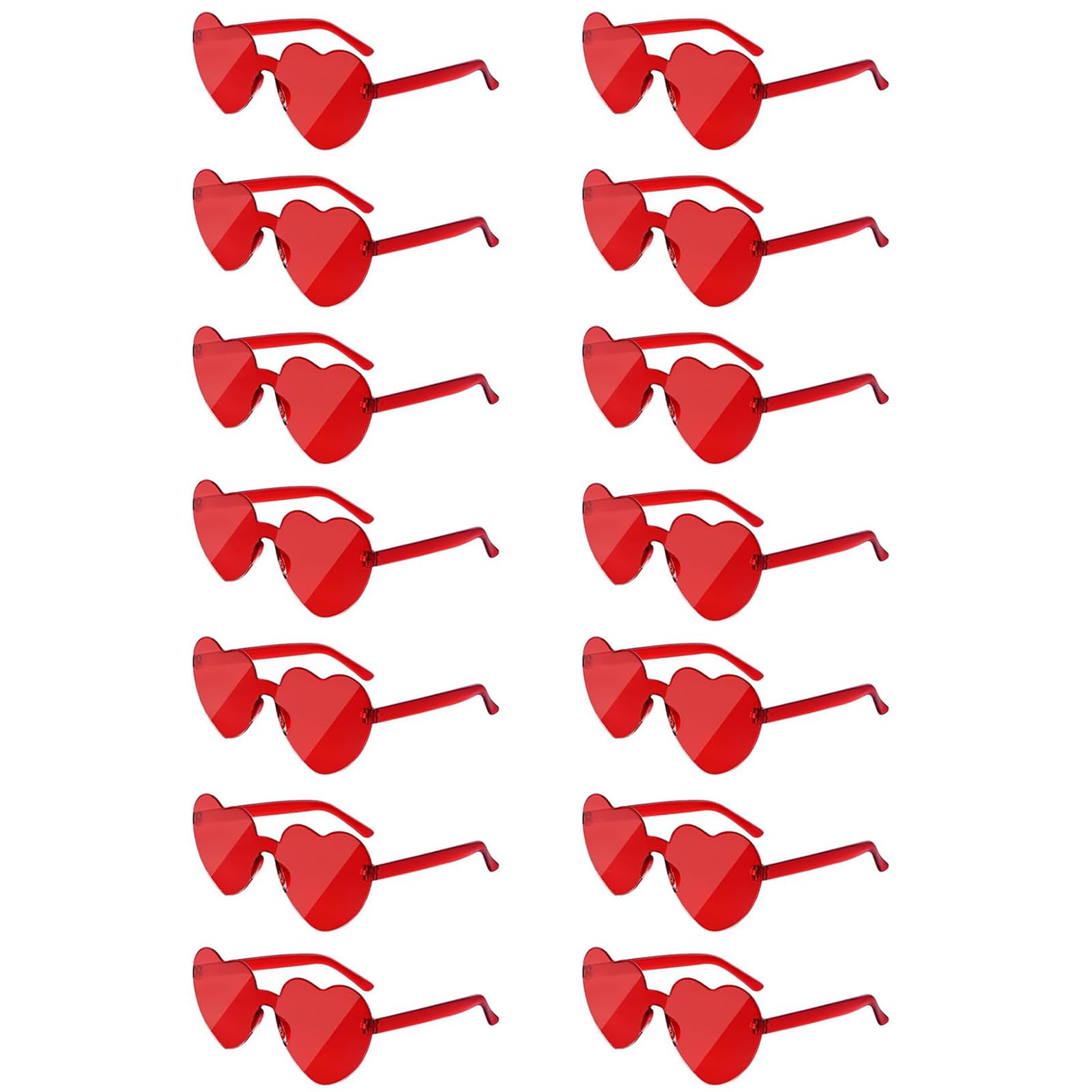 Aqlithle 14 Pairs Heart Shaped Sunglasses for Women, Red Rimless ...