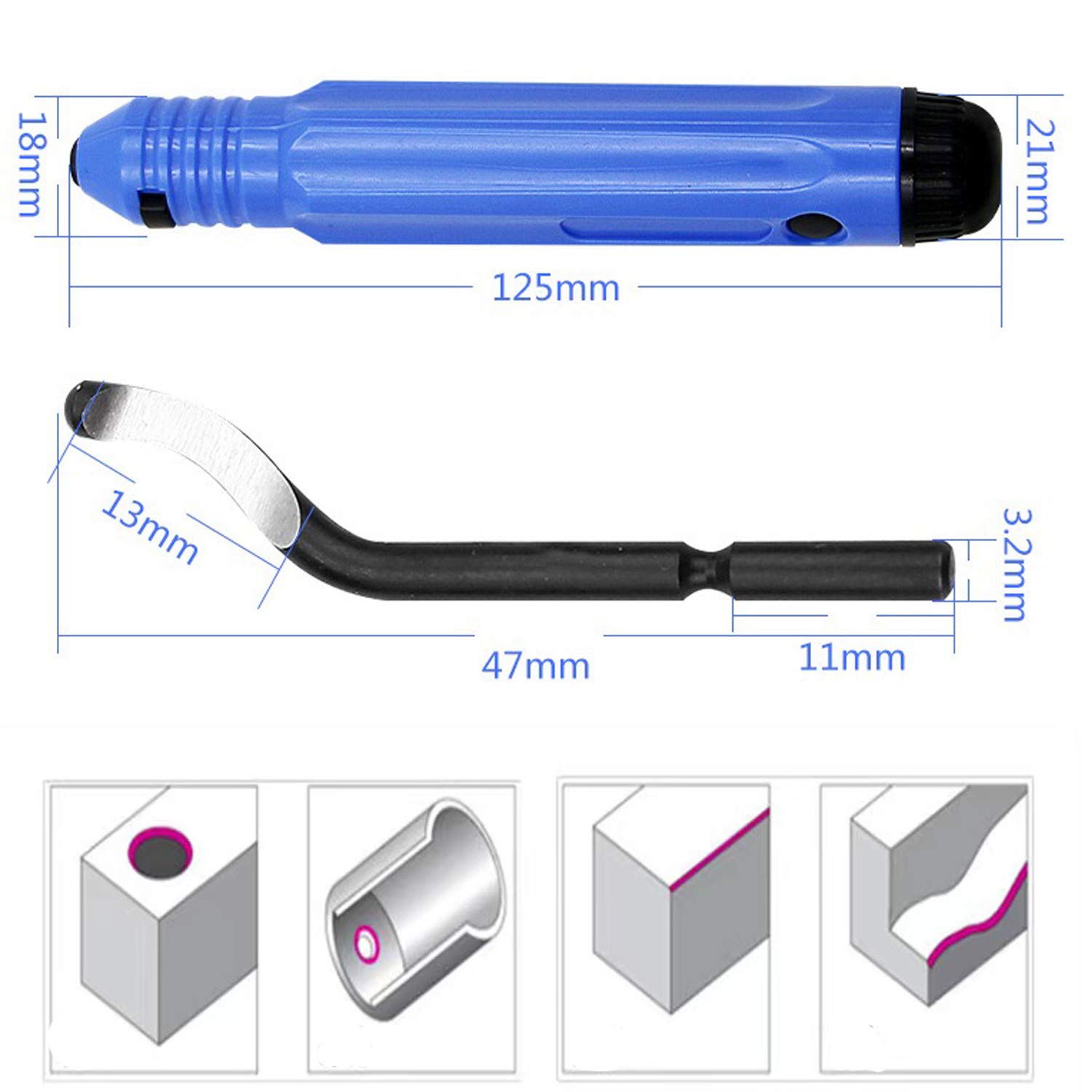 Deburring Tool Kit, 360 Degree Rotary Design of Deburring Blades Pen ...
