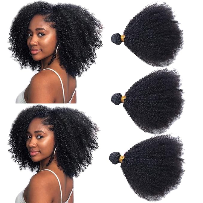 Amazon.com: SAJANDAS Brazilian Afro Kinky Human Hair Bundles, 4B 4C ...