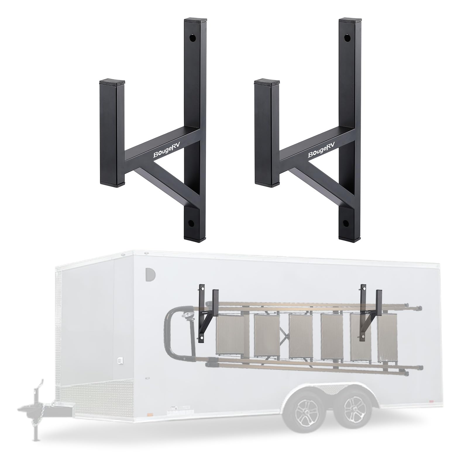 BougeRV Side Mount Trailer Ladder Rack, 2 Racks Heavy Duty Steel Ladder ...