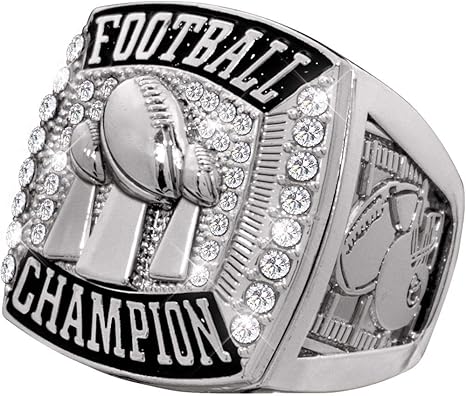 Amazon.com : Crown Awards Silver Deluxe Fantasy Football Ring, Football ...