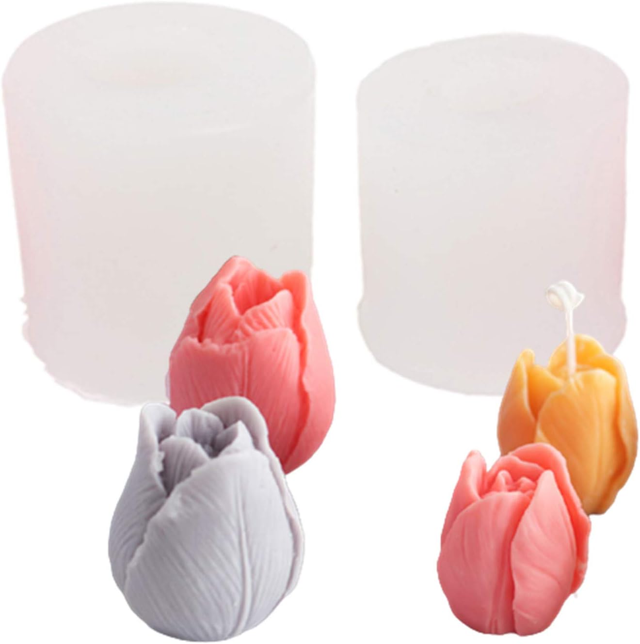 Amazon.com: Tulip Mould- 2 Pcs 3D Tulip Candle Molds Tulip Flower ...