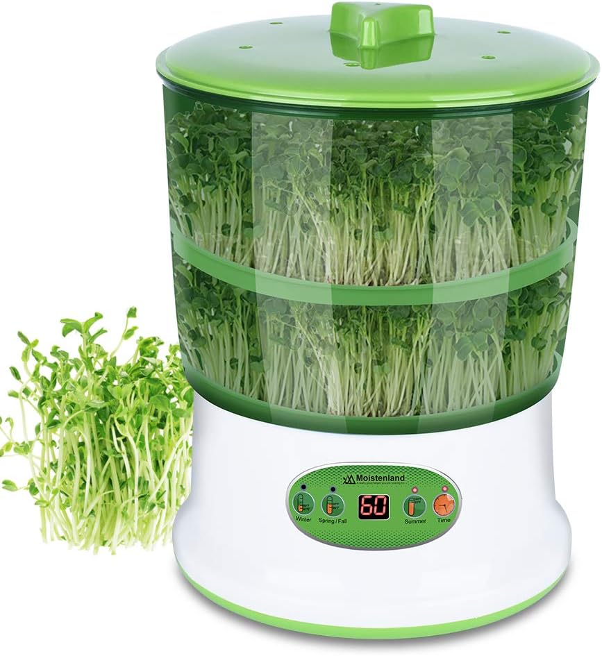 Moistenland Bean Sprouts Machine, Automatic Seeds Sprouter, 2-Layer ...