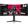 KOORUI 34-inch Ultrawide Curved WQHD 3440×1440 Gaming Monitor, 165Hz ...