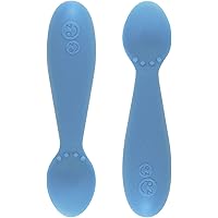 Amazon.com : ezpz Tiny Spoon (2 Pack in Blue) - 100% Silicone Spoons for Baby Led Weaning ...