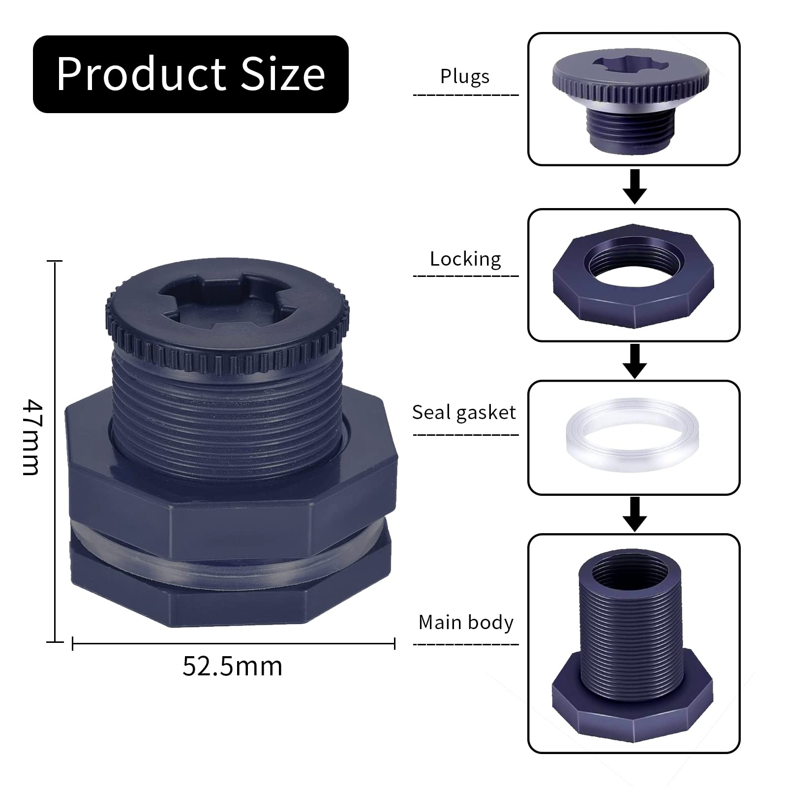 Mua 10 PCS 3/4 Inch PVC Bulkhead Fitting,Kabcifea Bulkhead Water ...