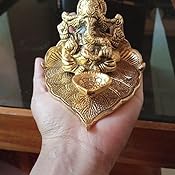 Buy Collectible India Ganesh, Ganesha on Leaf - Ganesh with Diya - Lord ...