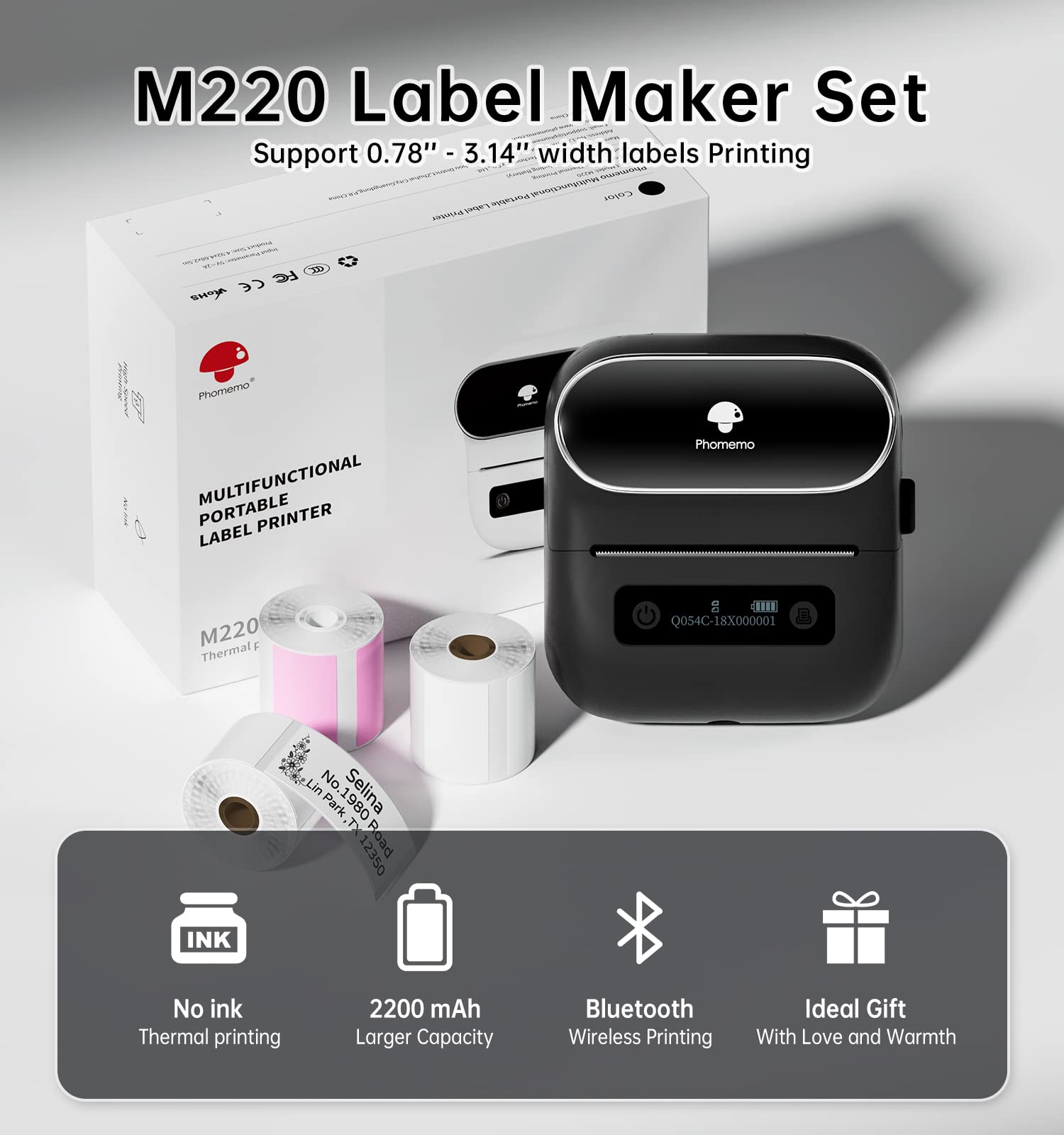 Mua Phomemo M220 Label Maker,3.14 Inch Barcode Label Printer,Portable ...