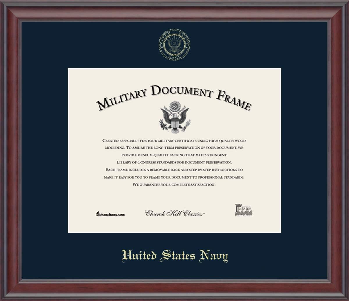 Amazon.com - Church Hill Classics United States Navy Certificate Frame ...