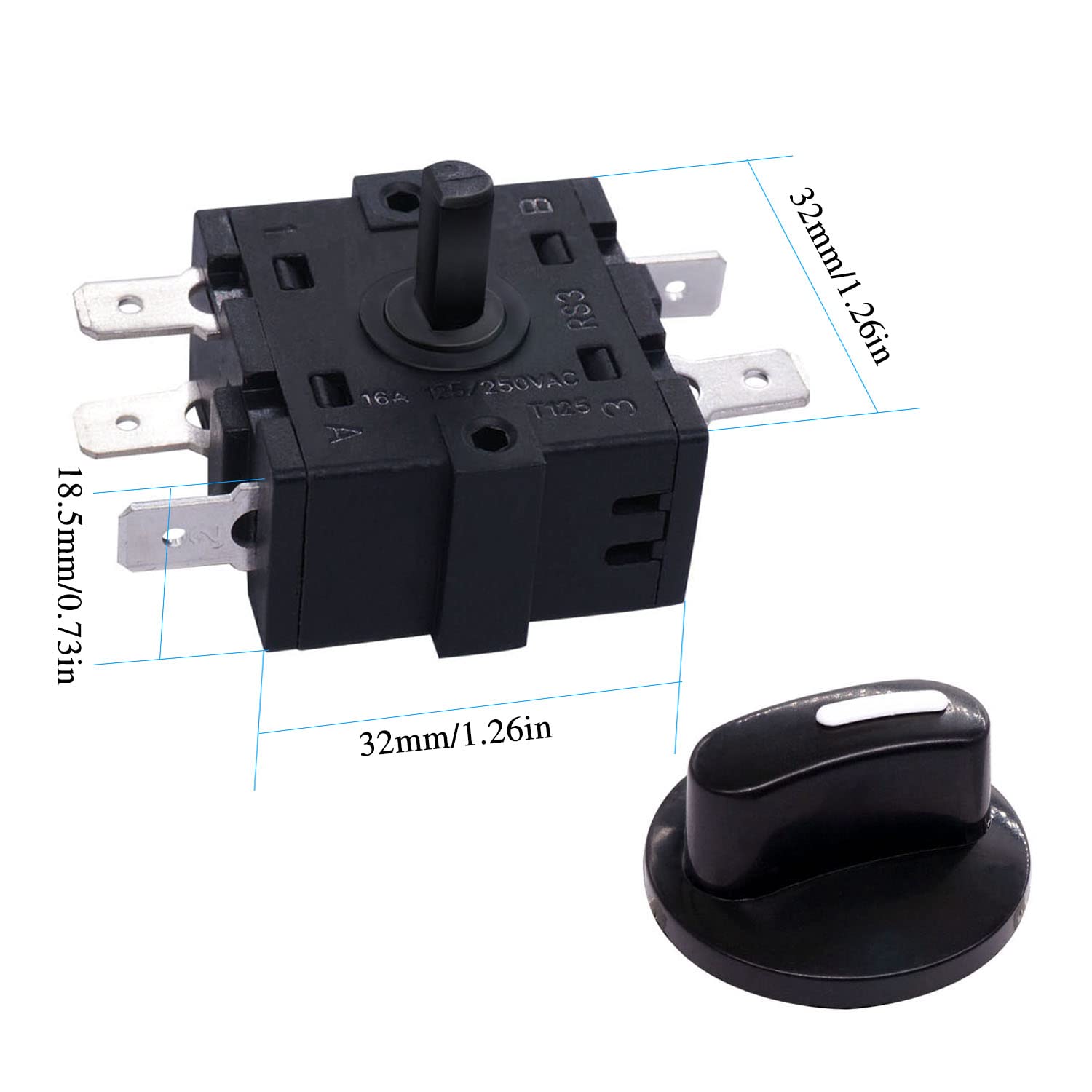 Mua Taiss 2PCS Rotary Switch 125/250VAC 16A 4 Position 3 Speed ...