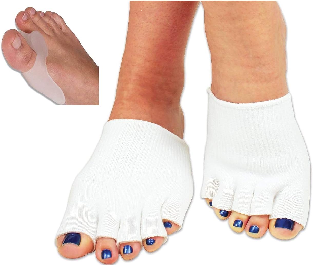 Amazon.com: Beautyko Gel-lined Compression Toe Separating Socks, Pair ...