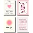 Amazon.com: Hwetui Framed Preppy Pink Aura Wall Art Daily Affirmations ...