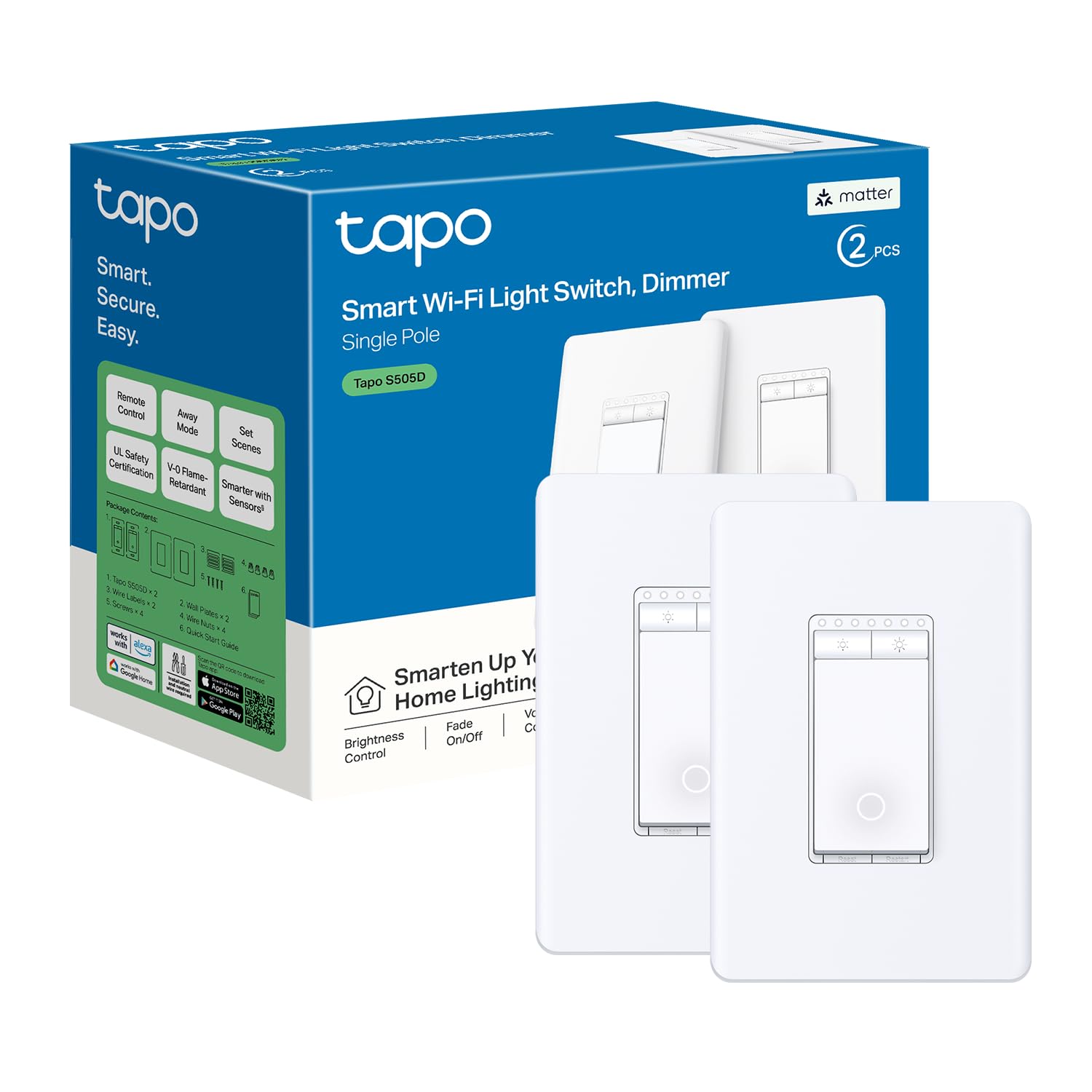 TP-Link Tapo Matter Smart Dimmer Switch: Voice Control w/Siri, Alexa ...
