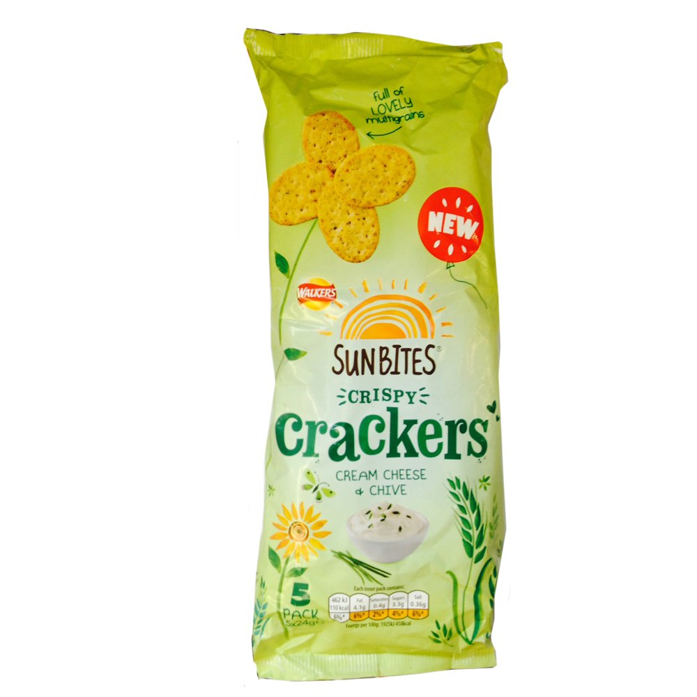 Amazon.com: Walkers Sunbites Crispy Crackers Cream Cheese & Chive 5x24g