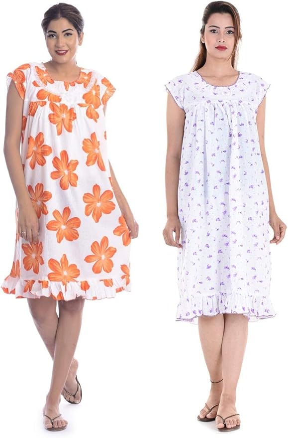 Apratim Cotton Women Nightwear Gown Sexy-Nighties Nighty Sleepwear Knee ...