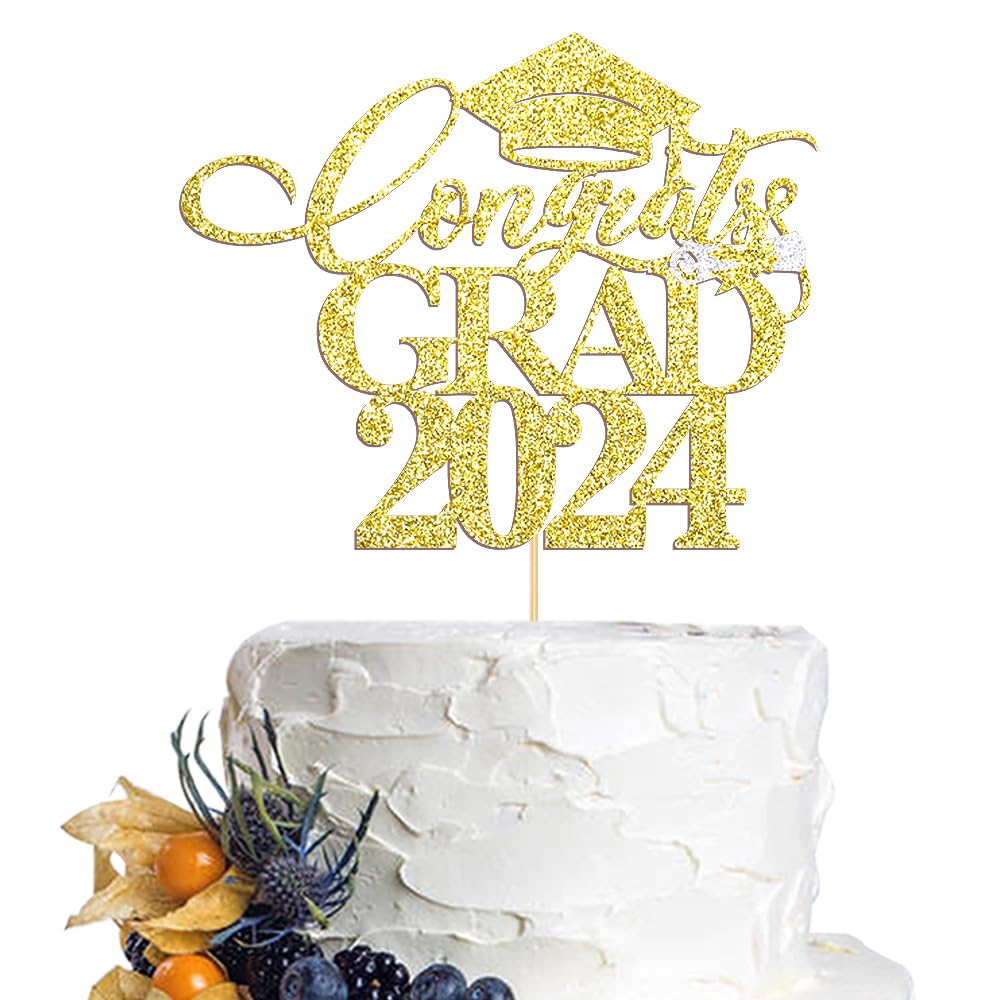 Dcokska Congrats Grad 2024 Cake Topper, 2024 Graduate Party Cake Topper ...