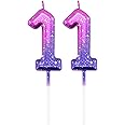 Amazon.com: Purple Birthday Number Candles 11, Glitter Happy Birthday ...