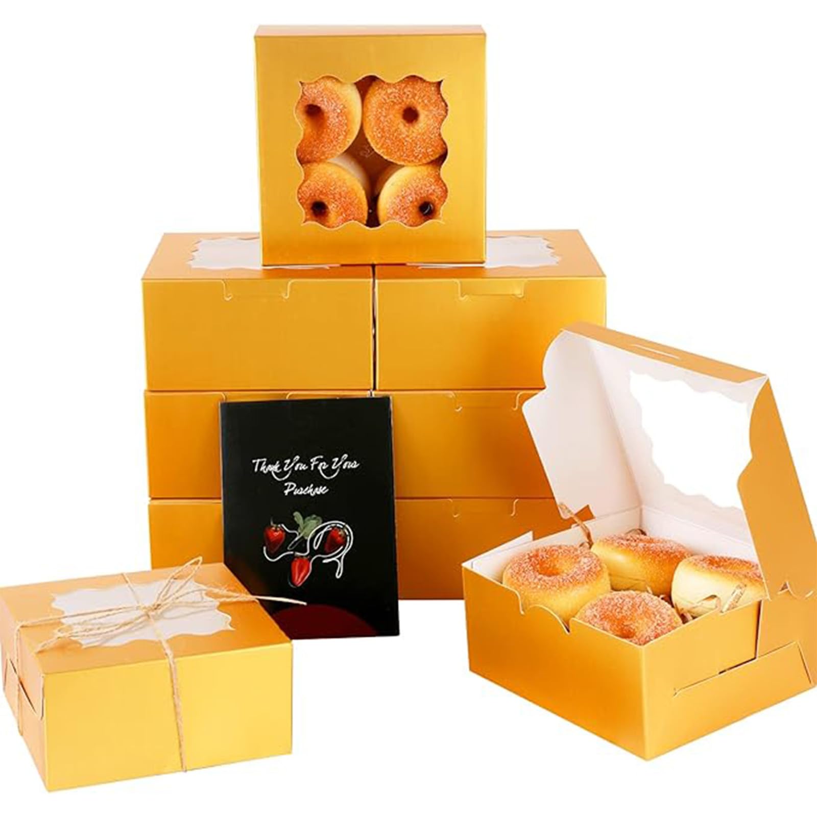qiqee Gold Bakery Box with Window 36Packs 6x6x3 Golden Cookie Boxes ...