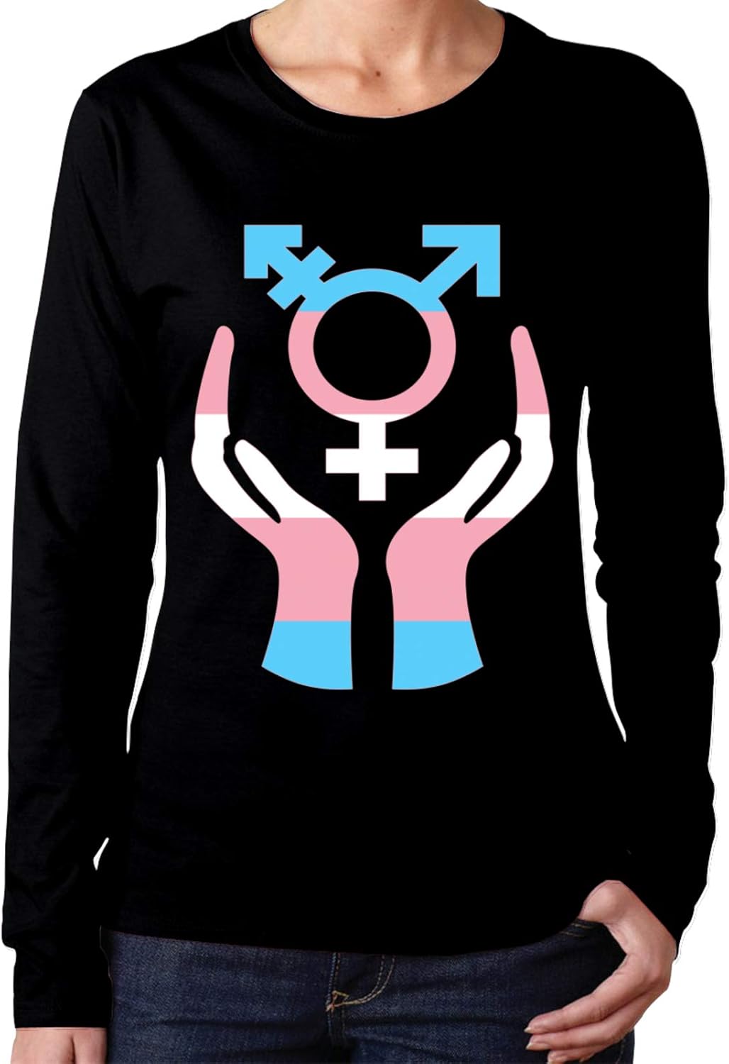 Support Transgender Rights Women Girl Long Sleeve Tee Crew Neck T Shirt ...