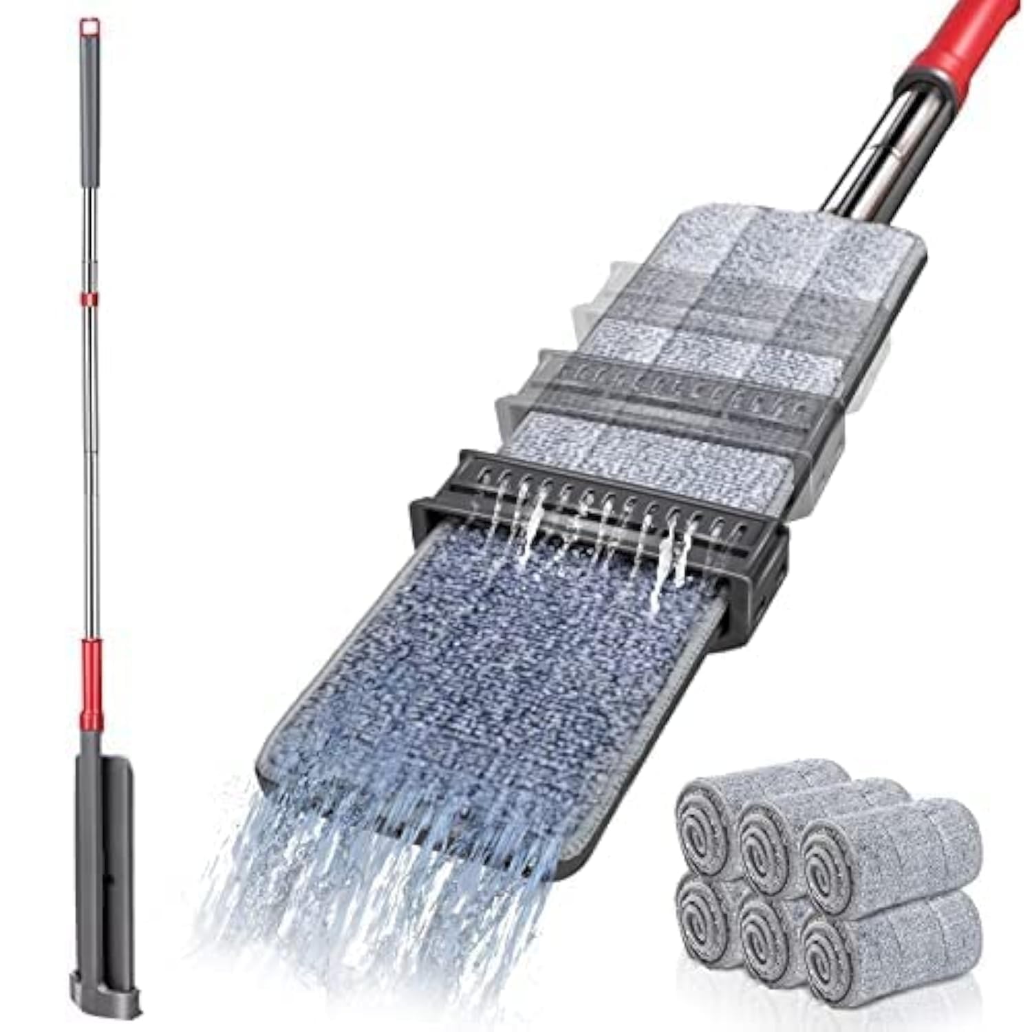 Masthome Microfiber Mop for Floor Cleaning,Flat Mop with Stainless ...