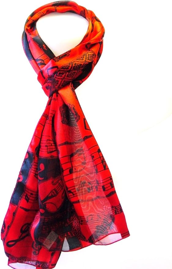Long Satin Stripe Instrumental Musical Note Scarves Wrap Stole Neck ...