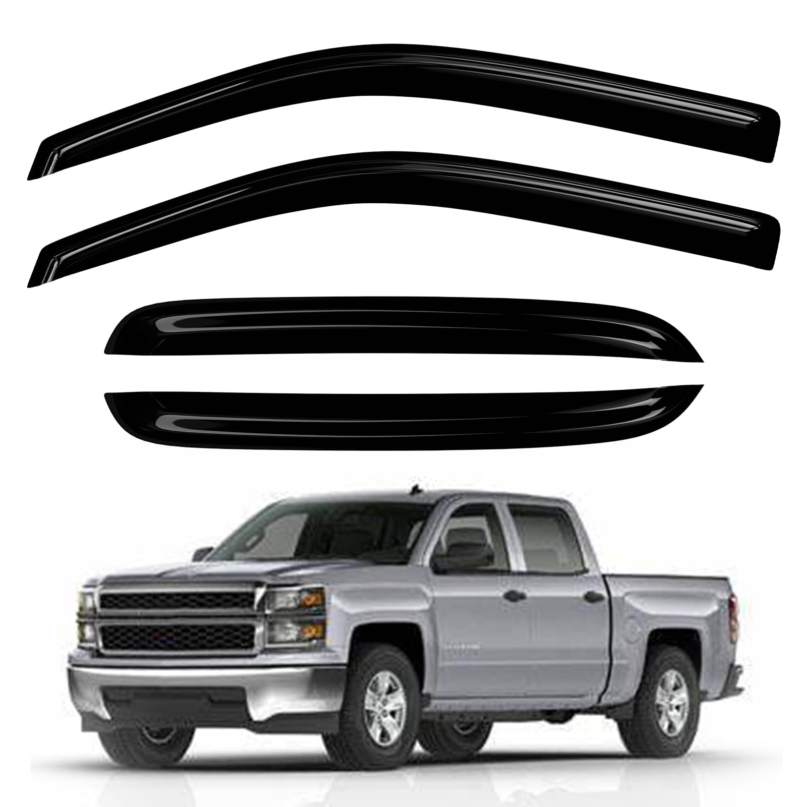 DimFlux Window rainguards for Chevy/GMC 2014-2018 Silverado/Sierra 1500 ...