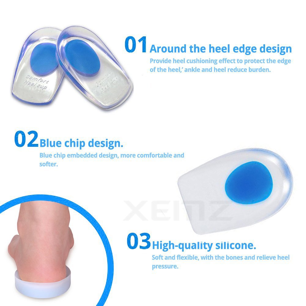 2 Pairs Gel Heel Cups, Foot Heel Support Pads Cushions, Backfoot ...